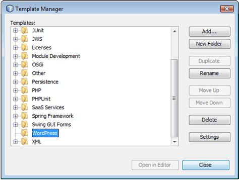 Adding Wordpress Templates To Netbeans