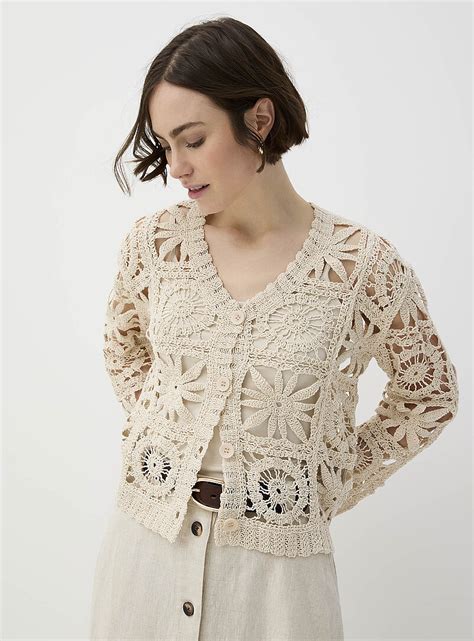 Crochet Style Cardigan Contemporaine Shop Womens Cardigans Simons