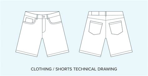 Casual Shorts With Pockets Technical Drawing Apparel Blueprint For