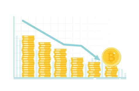 비트 코인 사업은 아래로 가고 빨간색 그래프에 비트 코인 비트 코인은 빨간색 배경과 감소 그래프와 배경을 충돌 벡터 설계 0명에 대한 스톡 벡터 아트 및 기타 이미지