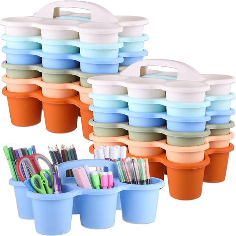 12 Pack Classroom Caddy Organizer With Handle Morandi Plastic Table Caddy Drink Cup 12 Pack Classroom Caddy Organizer With Handle Morandi Plastic Table Caddy Drink Cup