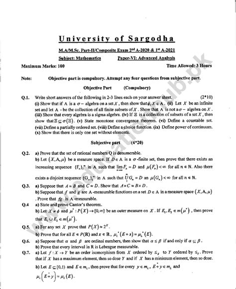 Paper 6 Msc Math Part 2 Uos Past Papers Archives Education Hub
