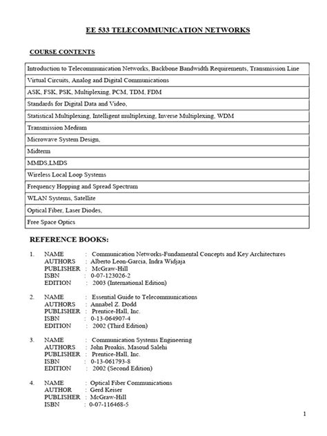 Ee 533 Telecommunication Networks Lecture Notes 2021 Download Free Pdf Computer Network