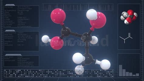 Overview Of The Molecule Of Lactic Acid On The Computer Screen Loopable 3d Animation Stock