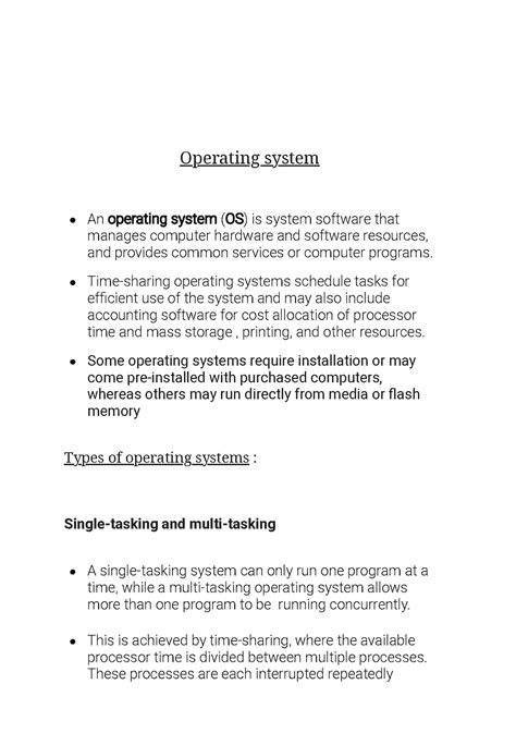 Operating System Operating System An Operating System OS Is System Software That Studocu