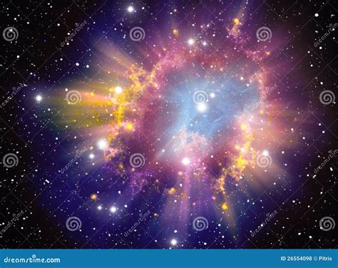 A Supernova Explosion Distorted By Gravitational Lensing Stock