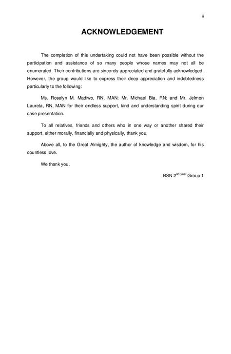 Acknowledgement For Group Assignment Acknowledgement Sample For A Group Assignment Pdf