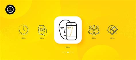 Time Meeting And Face Biometrics Minimal Line Icons For Web Application Printing Vector Stock