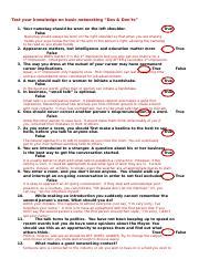 Networking Quiz Doc Test Your Knowledge On Basic Networking Dos Donts 1 Your Nametag Should