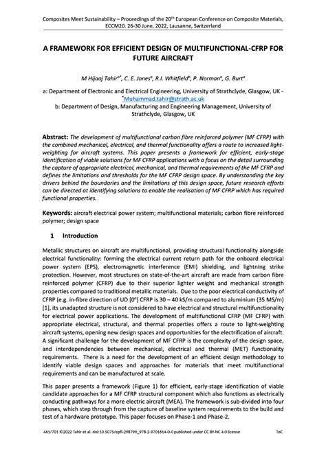 Pdf A Framework For Efficient Design Of Multifunctional Cfrp For Future Aircraft
