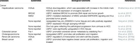 Multifaceted Role Of Usp21 In Diseases Download Scientific Diagram