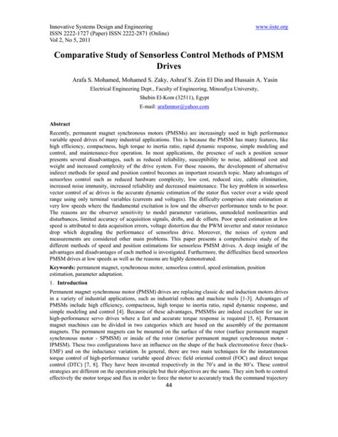 Comparative Study Of Sensorless Control Methods Of PMSM