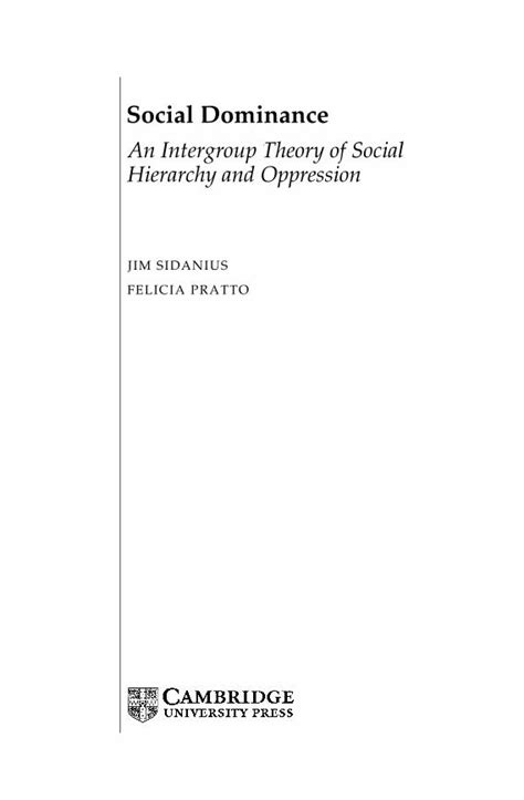 Pdf An Intergroup Theory Of Social Hierarchy And