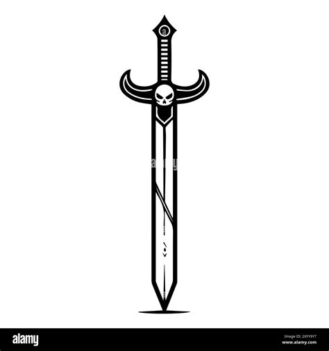 Sword Icon Or Modern Line Symbol Vector Line Art And Icon Design With Bold Outline Black And