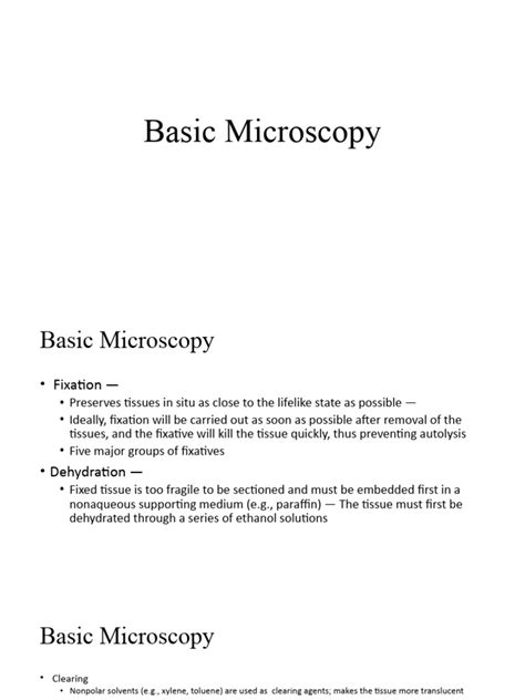 Basic Micros Pdf Fixation Histology Staining