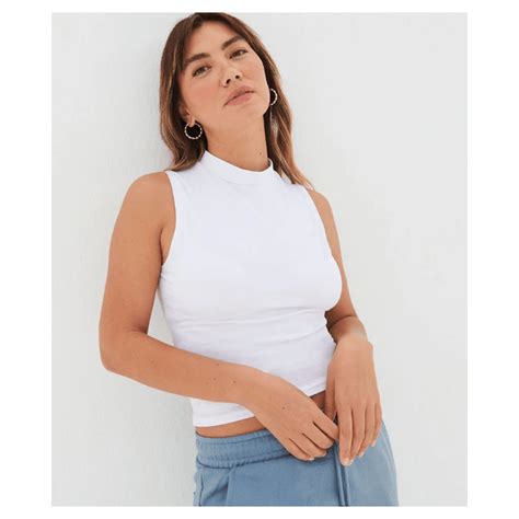 Sf Ladies High Neck Crop Vest Screen Textiles