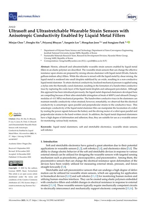 Pdf Ultrasoft And Ultrastretchable Wearable Strain Sensors With