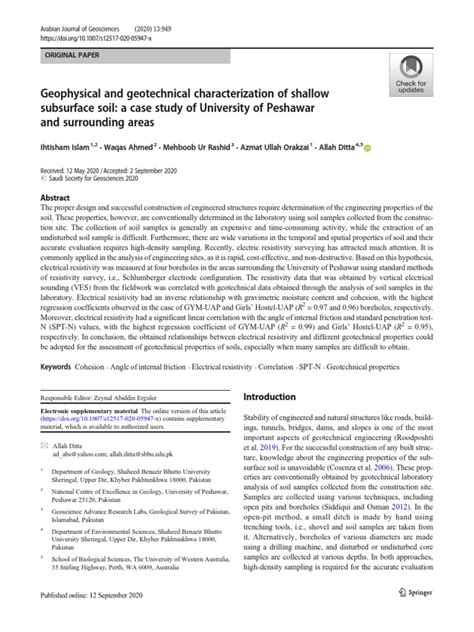 Geophysical And Geotechnical Characterization Of Shallow Subsurface