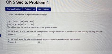 Solved Ch 5 Sec 5 Problem 4 Previous Problem Probler List