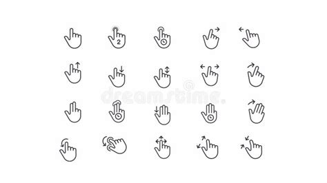 Animated Gestures Linear Icon Set Stock Footage Video Of Graphic Display 258695056