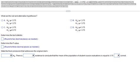 Solved A Data Set Includes Data From Student Evaluations Of Chegg