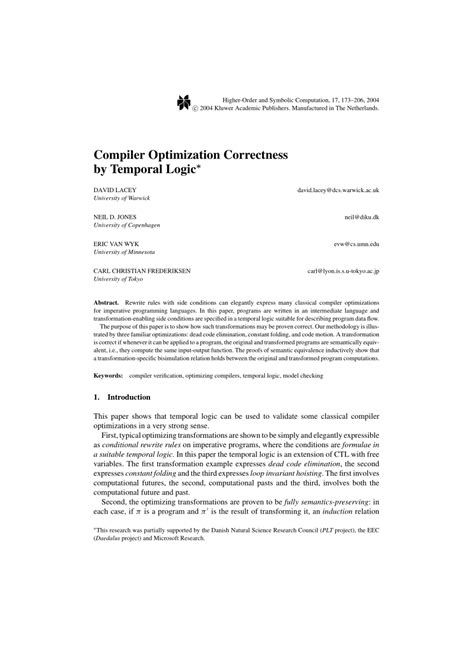pdf compiler optimization correctness by temporal logic