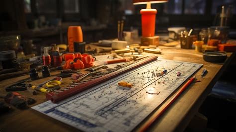 Premium Photo Blueprint On The Table