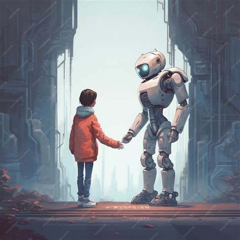 A Cute Joyful Robot With Human Emotions Premium Ai Generated Image