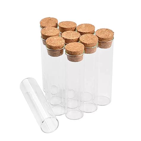 Glass Test Tubes Clear Flat Test Tubes With Corks Stopper For