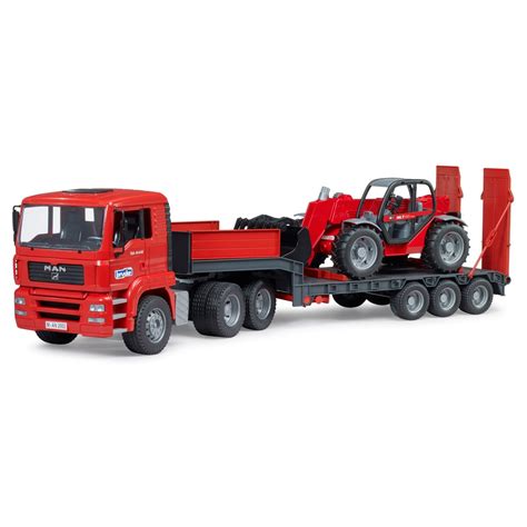 BRUDER 02774 MAN TGA LKW mit Tieflader und Manitou Teleskoplader ...