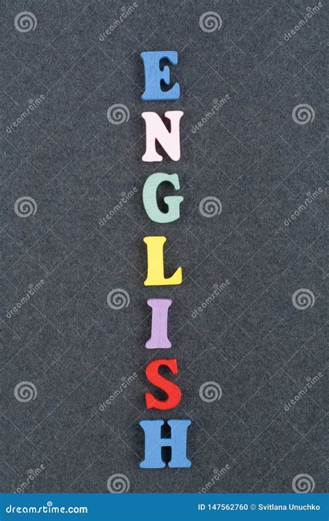 English Word On Black Board Background Composed From Colorful Abc