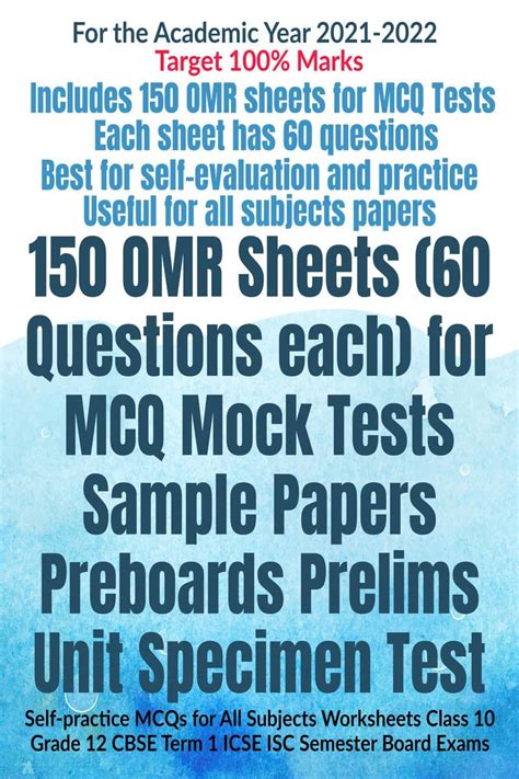 Buy OMR Sheets Questions Each For MCQ Mock Tests Sample Papers Preboards Prelims Unit