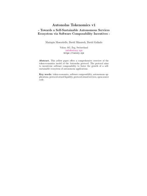 Autonolas Tokenomics Core Technical Document Pdf Bonds Finance