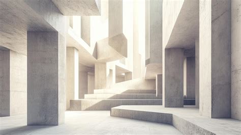Abstract Concrete Architectural Structure With Light And Shadow Play Premium Ai Generated Image
