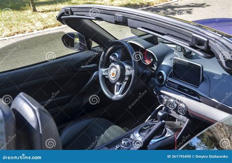 Interior Of Fiat 124 Spider Abarth Sports Car Editorial Image Image