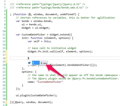 Jquery Plugins Kendo Custom Widget Typescript And Jquerystatic Stack Overflow