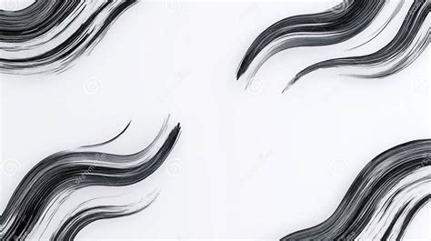 Abstract Black Brush Strokes On A White Background Creating A Fluid Artistic Design Stock