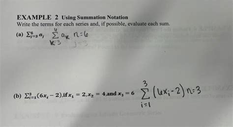 solved example 2 using summation notation write the terms