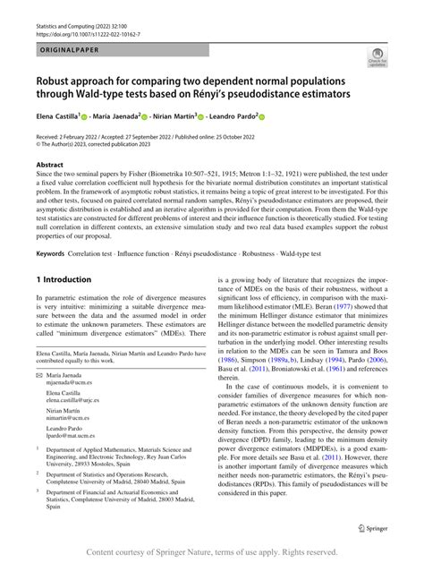 Pdf Robust Approach For Comparing Two Dependent Normal Populations