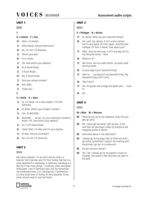 Voices Beginner Assessment Audio Scripts Pdf
