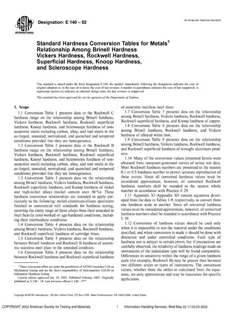 Astm E 140 Hardness Conversion Tables Pdf