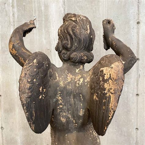 19th C French Buff Terracotta Standing Cherub Statue Rt Facts