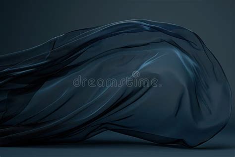 Abstract Blue Fabric Flowing In The Wind The Smooth Flowing Lines Of The Fabric Create A Sense