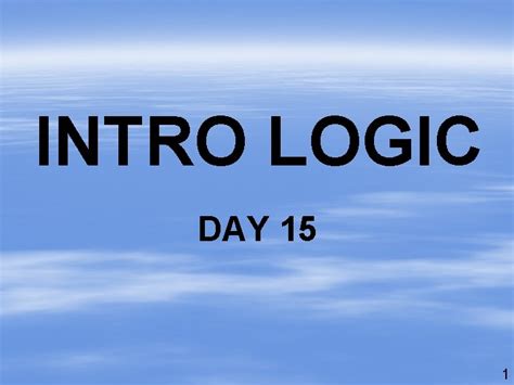 INTRO LOGIC DAY UNIT Translations