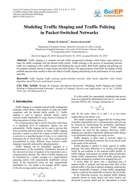 pdf modeling traffic shaping and traffic policing in packet switched