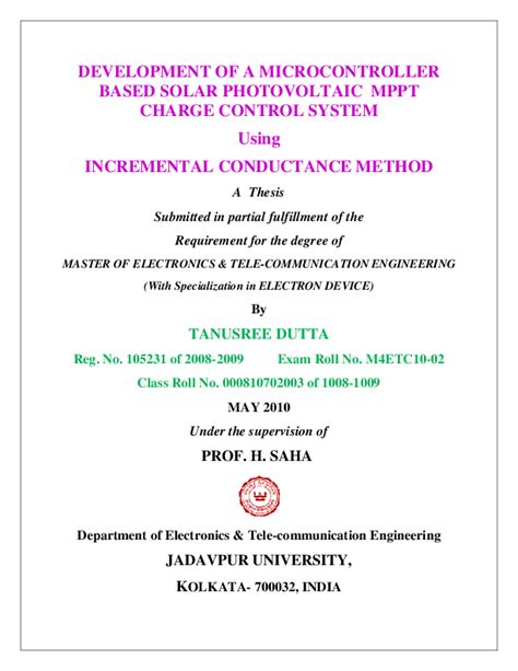 Pdf Development Of A Microcontroller Based Solar Photovoltaic Mppt