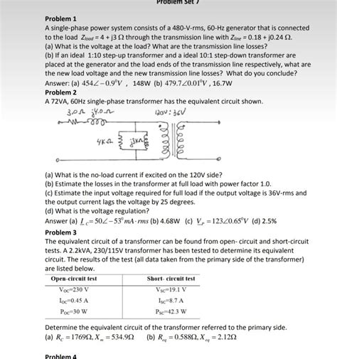 Solved Problem Set Problem A Single Phase Power System Chegg