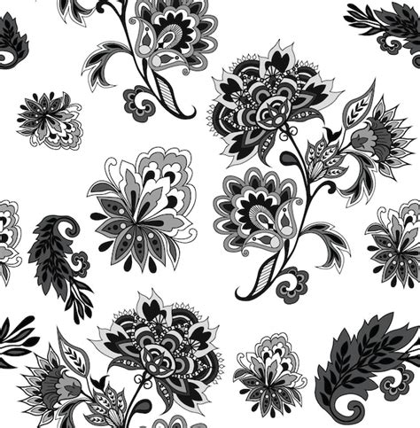 Premium Vector Monochromatic Black Amp White Seamless Floral Pattern