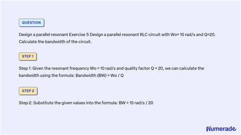 solved design a parallel resonant exercise 5 design a parallel