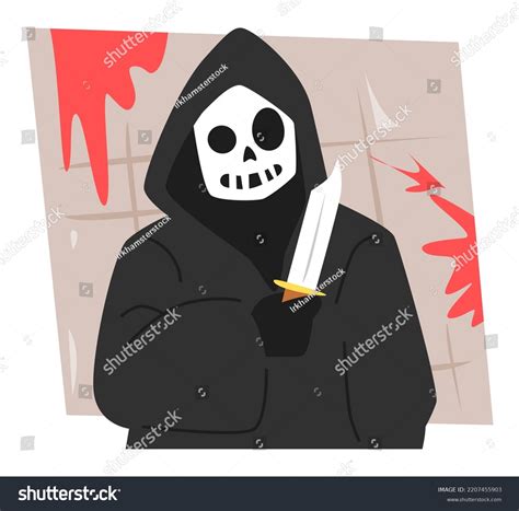 Illustration Serial Killer Dagger Psychopath Spooky Stock Vector